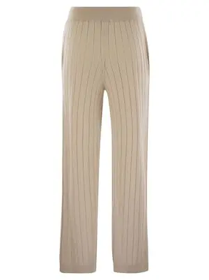 Brunello Cucinelli Cashmere Knit Trousers - Cream