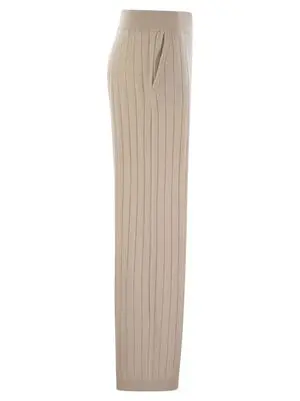 Brunello Cucinelli Cashmere Knit Trousers - Cream