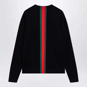 Gucci Knitted Cotton Sweater With Web Ribbon