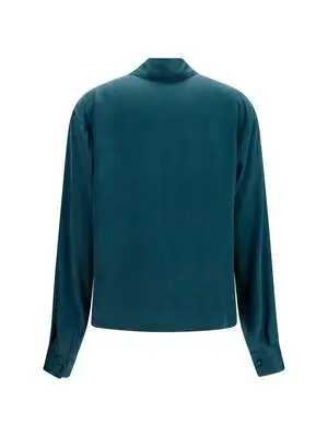 TOM FORD Deep V-neck Silk Shirt - Blue