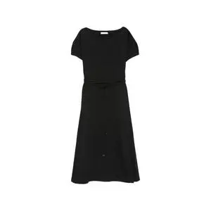 LEMAIRE Heavy Cotton Jersey Belted Midi Dress - Black