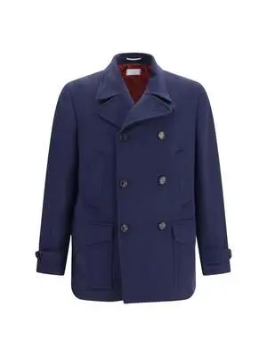Brunello Cucinelli Double-breasted Wool Coat - Blue