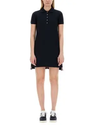 Thom Browne Cotton Pique Polo Shirt Dress - Blue