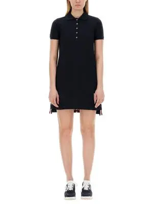 Thom Browne Cotton Pique Polo Shirt Dress - Blue
