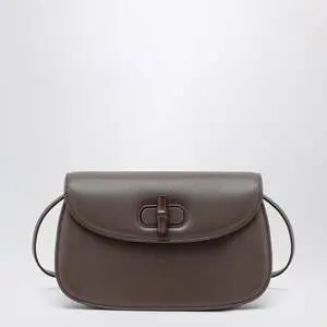Gucci Small Shoulder Bag In Dark Taupe Leather With Bamboo Closure - Brown