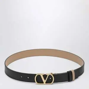 Valentino Garavani Pink Reversible Vlogo Signature Belt - Black