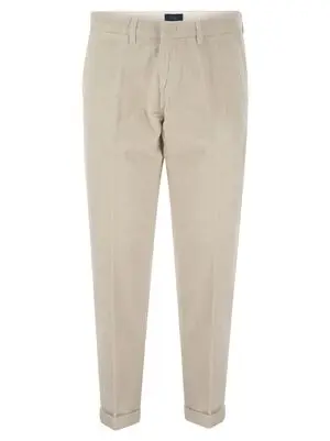 FAY Slim Corduroy Trousers - Cream