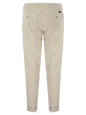 FAY Slim Corduroy Trousers - Cream