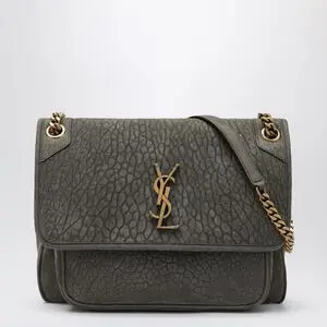 Saint Laurent Niki Crossbody Bag In Zinc Grey Lambskin Leather - Gray