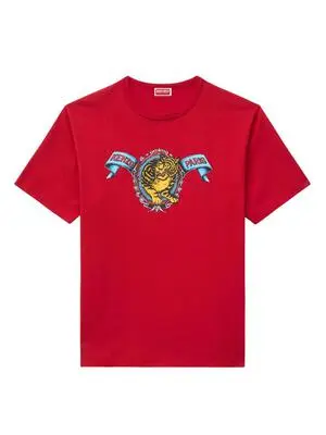 Kenzo Jumping Tiger` Cotton T-shirt - Red