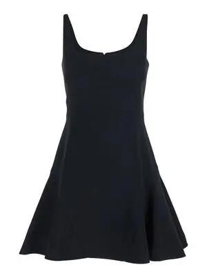 Givenchy Black Mini Dress With Flared Skirt And Square Neckline In Viscose Blend Stretch - Multicolor