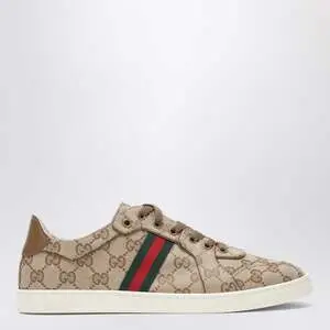 Gucci Stretch Sneakers In Beige Sand Gg Canvas - Cream