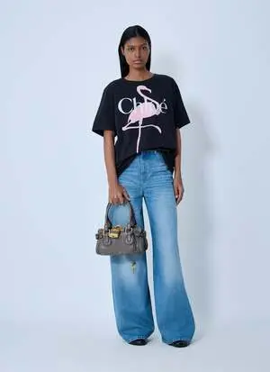 Chloé Logo Motif Cotton Jersey T-shirt - Gray