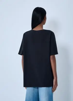 Chloé Logo Motif Cotton Jersey T-shirt - Gray