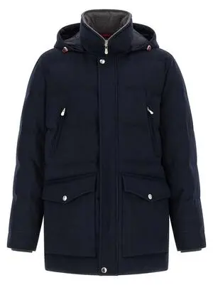 Brunello Cucinelli Wool Flannel Parka - Blue
