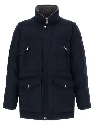 Brunello Cucinelli Wool Flannel Parka - Blue