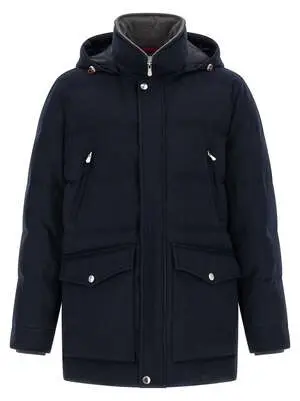 Brunello Cucinelli Wool Flannel Parka - Blue