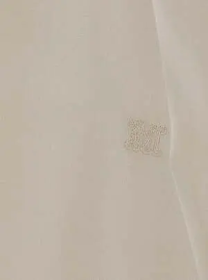 Max Mara Pavido' Beige Sleeveless Top With Round Neck And Tone-on-tone Logo Embroidery On The Front In Silk For - Cream