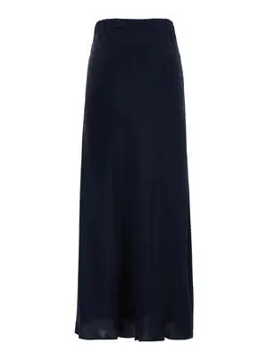 Max Mara Sospiro' Blue Skirt With Logo Embroidery On The Front And Elasticated Waist In Silk For - Multicolor