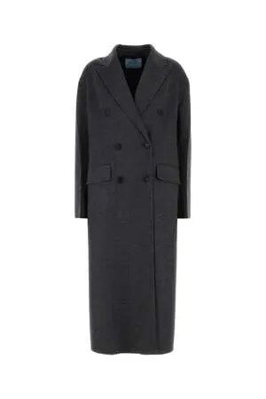 Prada Dark Grey Wool Blend Coat - Gray