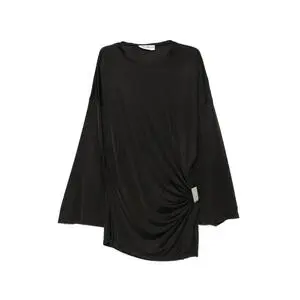 Attico Textured Viscose Asymmetric Cocktail Dress - Black