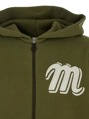 Moncler Monogram Embroidered Cotton Jersey Zip Up Sweatshirt - Multicolor