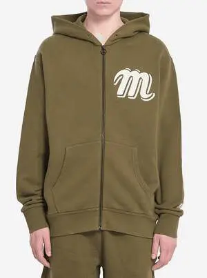 Moncler Monogram Embroidered Cotton Jersey Zip Up Sweatshirt - Multicolor