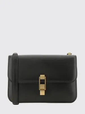 Saint Laurent Mini Crossbody Bag In Calfskin Leather With Flap And Logo - Blue