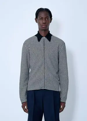 JIL SANDER Houndstooth Zip-up Shirt - Gray