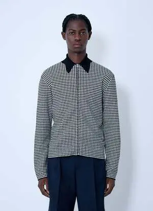 JIL SANDER Houndstooth Zip-up Shirt - Gray