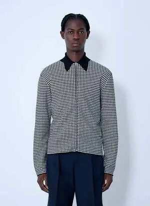 JIL SANDER Jil Sander Men Houndstooth Zip-Up Shirt Gray