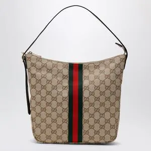Gucci Medium Lunetta Crossbody Bag In Beige Sand Gg Fabric - Cream
