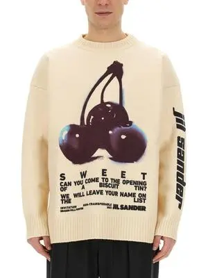 JIL SANDER Jersey With Embroidery - Cream