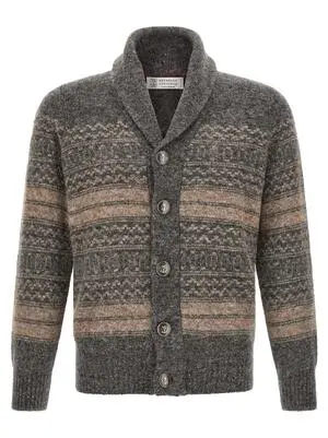 Brunello Cucinelli Nordic Jacquard' Cardigan - Gray