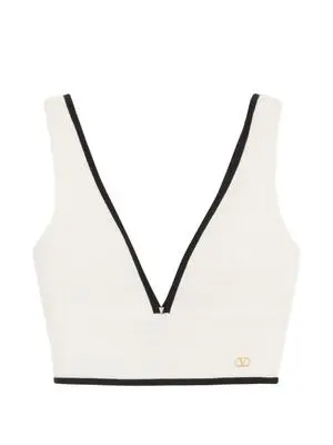 Valentino Garavani Cotton Tweed Cropped Tank Top Multicolor