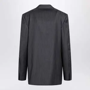 Gucci Grey/light Blue Pinstripe Wool Jacket