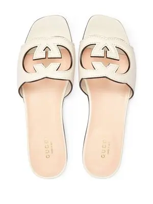 Gucci Cut Leather Flat Sandals