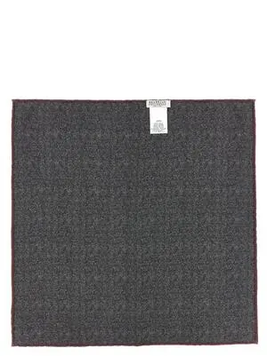 Brunello Cucinelli Silk Pinstripe Pocket Square - Gray