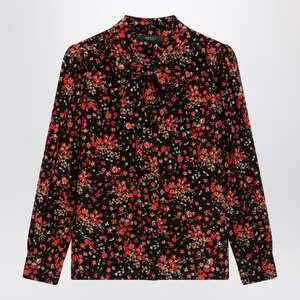 Gucci Printed Silk Shirt With Bow In /red - Black