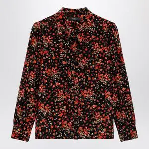 Gucci Printed Silk Shirt With Bow In /red - Black