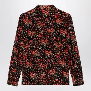 Gucci Printed Silk Shirt With Bow In /red - Black