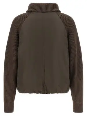 Brunello Cucinelli Knit Insert Down Jacket - Brown