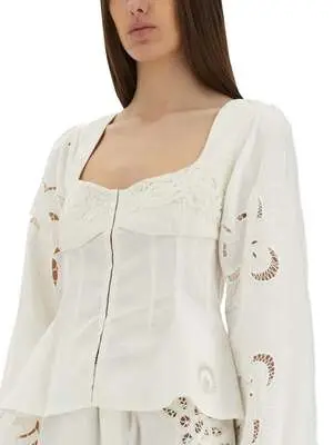 MARINE SERRE Upcycled Linen Top