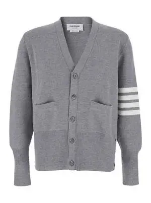 Thom Browne Wool Cardigan With Striped Sleeve - Multicolor