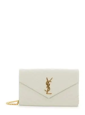 Saint Laurent Cassandre Chevron Leather Pouch - White