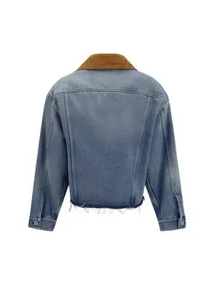 Miu Miu Washed Denim And Suede Jacket