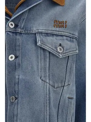 Miu Miu Washed Denim And Suede Jacket