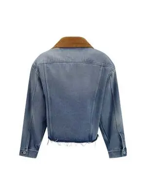 Miu Miu Washed Denim And Suede Jacket