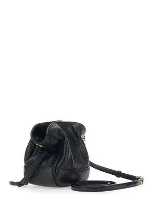 Saint Laurent Crossbody Bag With Drawstring Closure And Cassandre Plaque On The Front In Leather - Black