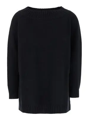 Max Mara Radames' Black Sweater With Boat Neckline In Wool And Cashmere - Multicolor